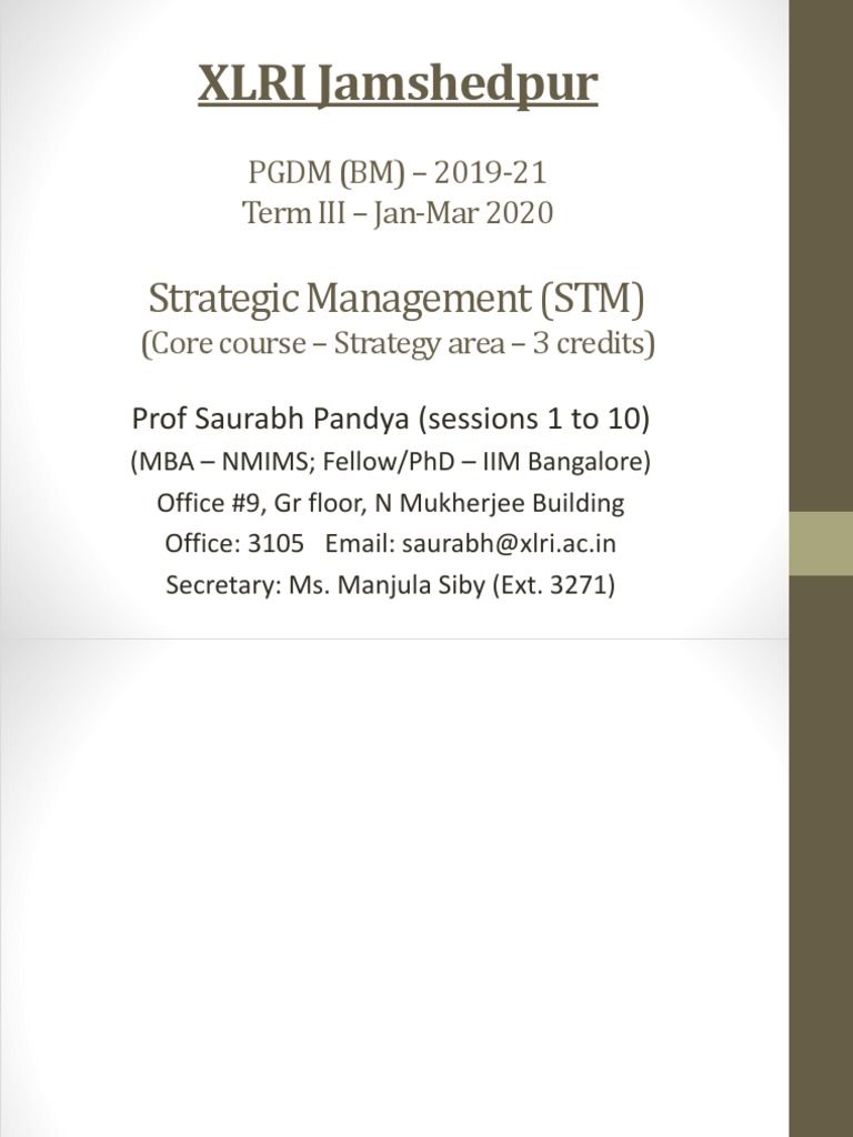 Strategic Management (STM) Course Syllabus | PDF | Strategic Management ...