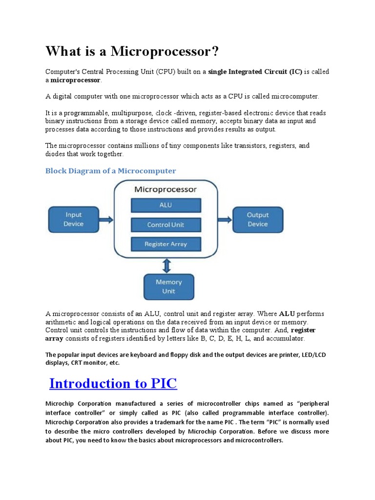 What Is A Microprocessor?: Introduction To PIC | PDF | Random Access Memory | Microcontroller