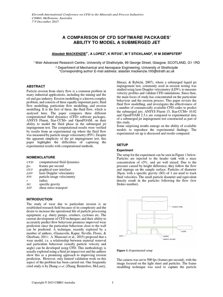 A Comparison of CFD Software Packages' Ability To Model A Submerged Jet ...
