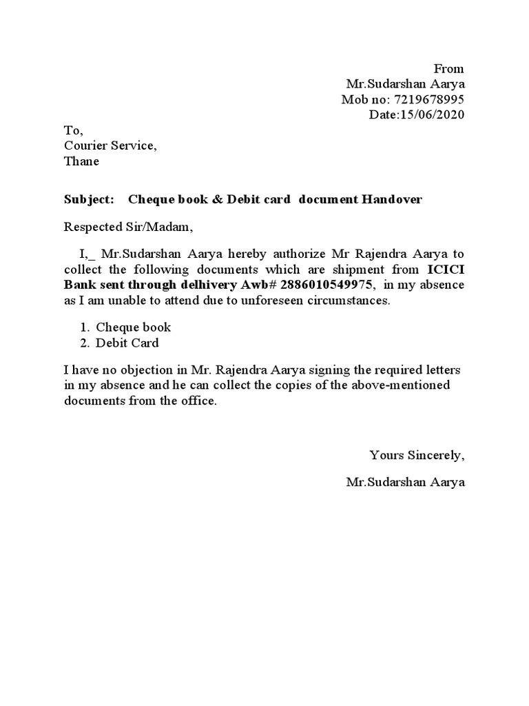 Authorise Letter | PDF