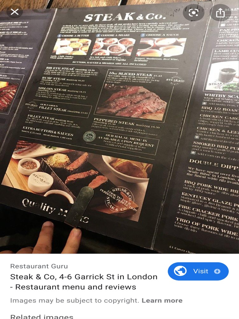Steak & Co London Menu - Google Search | PDF
