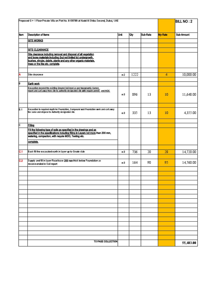 Villa Revised Priced BOQ 13 07 2020 | Download Free PDF | Beam (Structure) | Wall