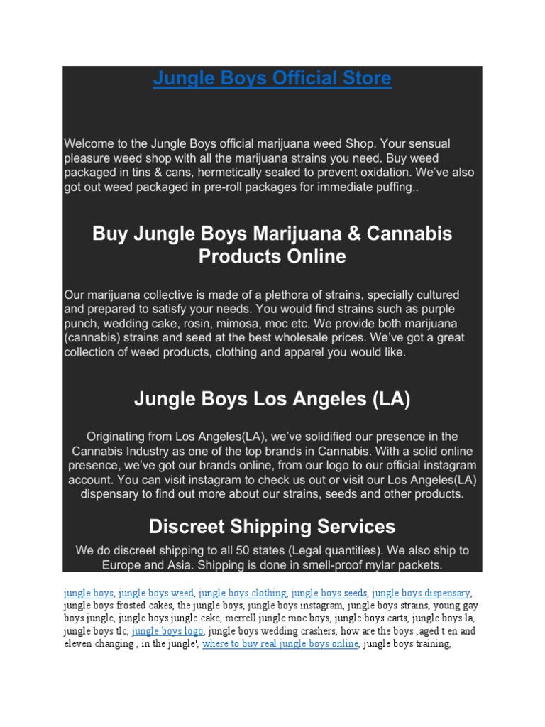 Jungle Boys Official Store | PDF | Cannabis (Drug) | Cannabis