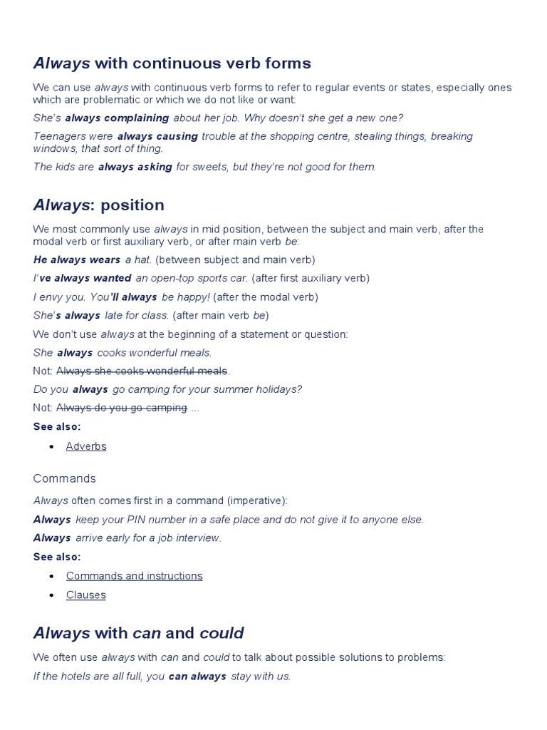 Always Verbs | PDF | Verb | Linguistic Typology