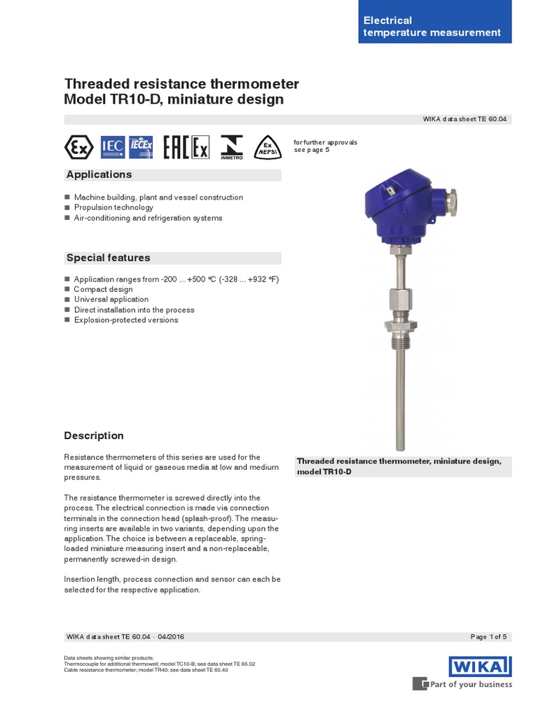 TR 10 RTD PDF | PDF | Thermometer | Mechanical Engineering