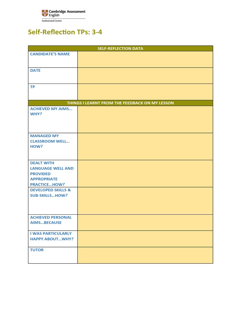 Self-Reflection 3 & 4 | PDF