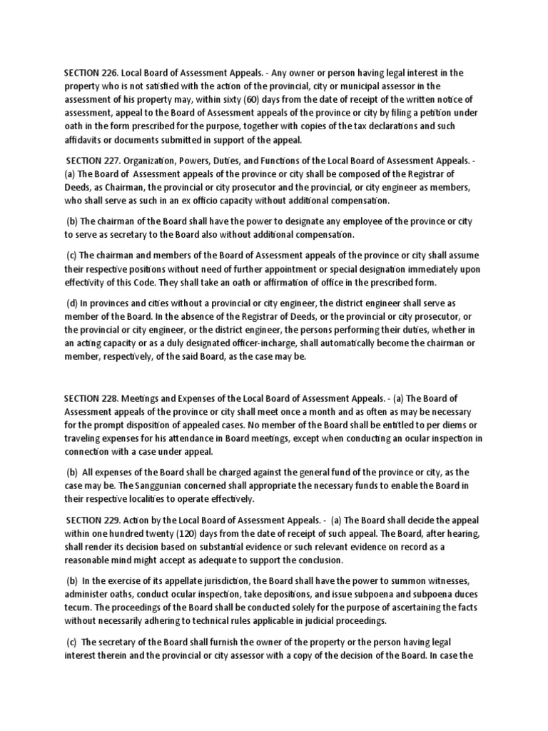 Local Board of Assessment Appeals Overview | PDF | Oath Of Office ...