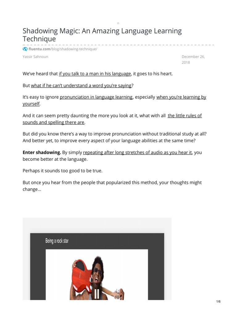 Shadowing Magic: An Amazing Language Learning Technique | PDF ...