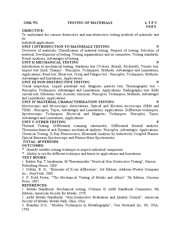 Materials Testing Methods | PDF | Nondestructive Testing | Microscopy