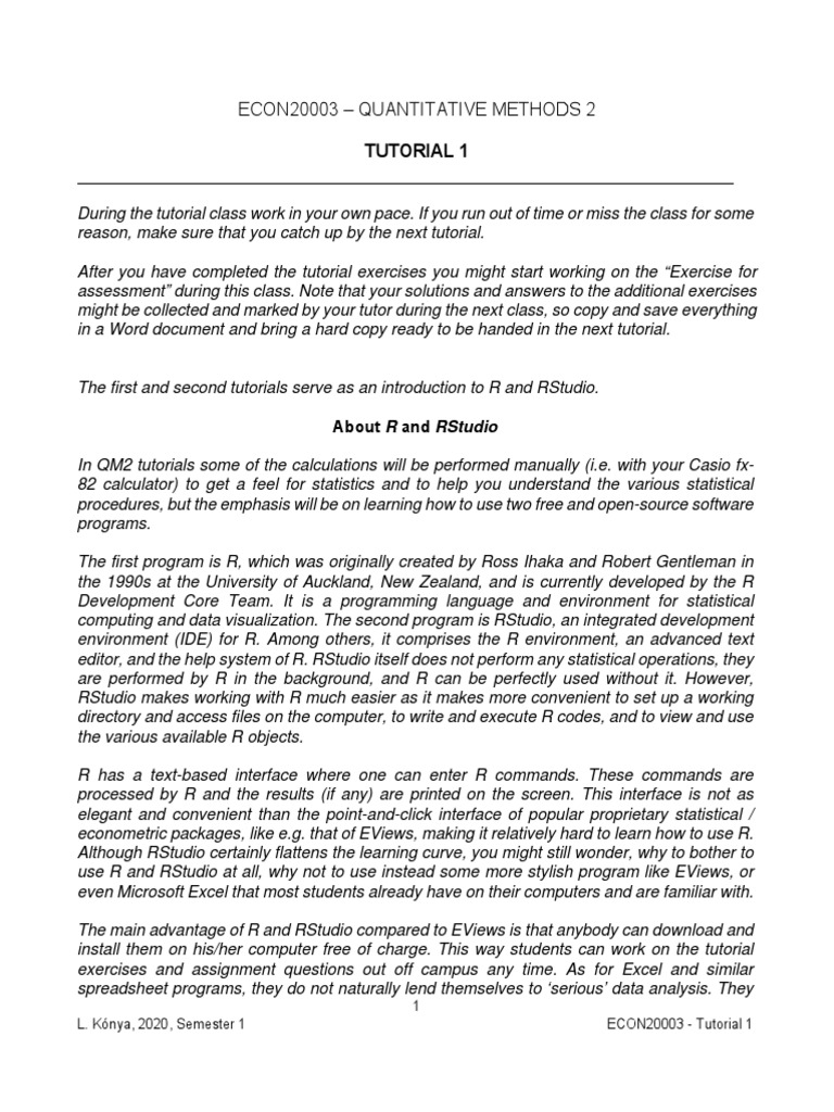 RStudio Tutorial Introduction | PDF | Command Line Interface | R ...