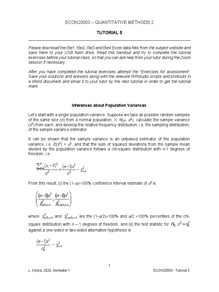 Tutorial 5 | PDF | P Value | Statistical Hypothesis Testing