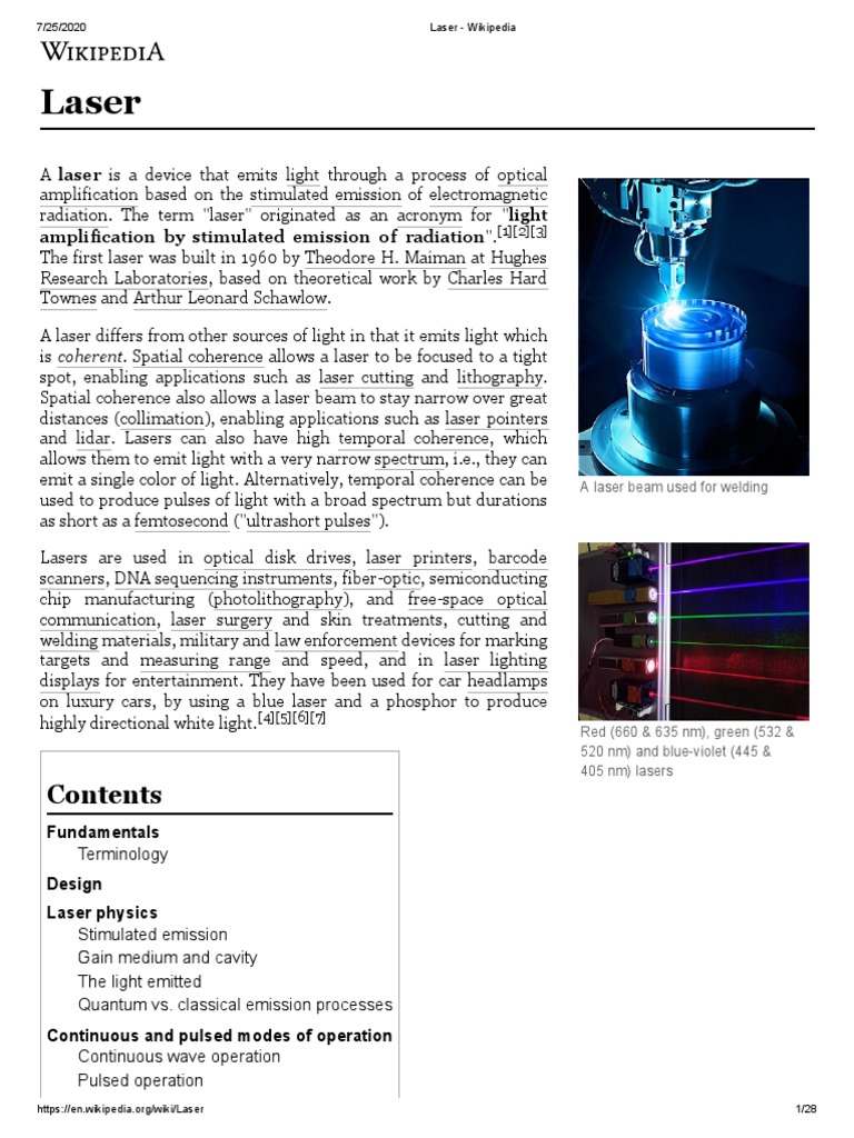 Laser: Amplification by Stimulated Emission of Radiation" | PDF | Laser ...