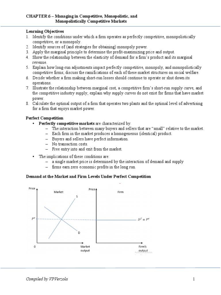 CHAPTER 6 - Managing in Competitive, Monopolistic, and Monopolistically ...