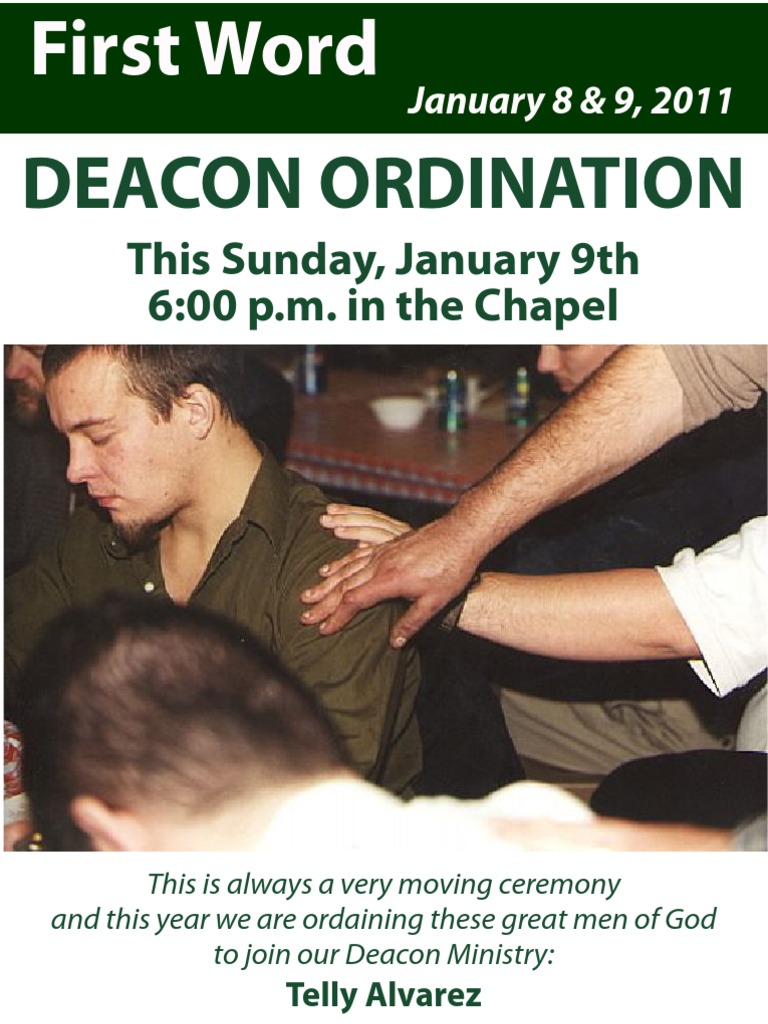 Deacon Ordination: This Sunday, January 9th 6:00 P.M. in The Chapel ...
