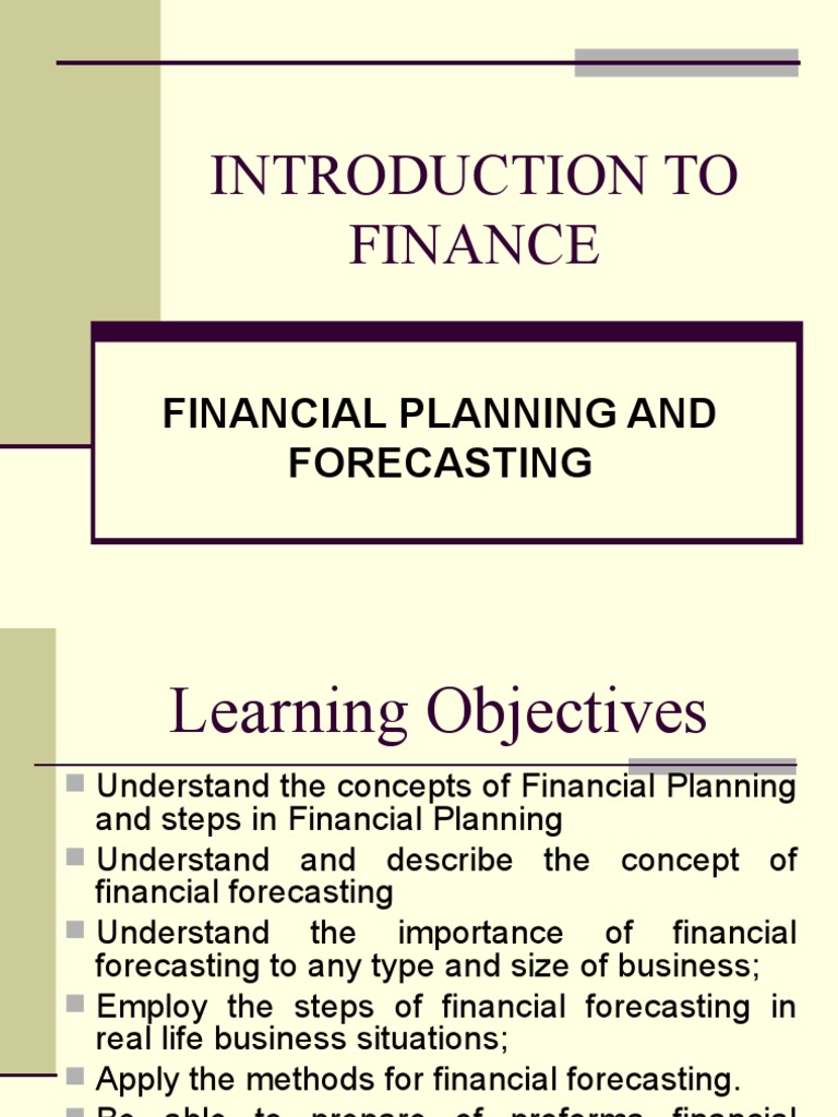 Topic 3 - Fin Planning and Forecasting | PDF | Financial Plan | Pro Forma