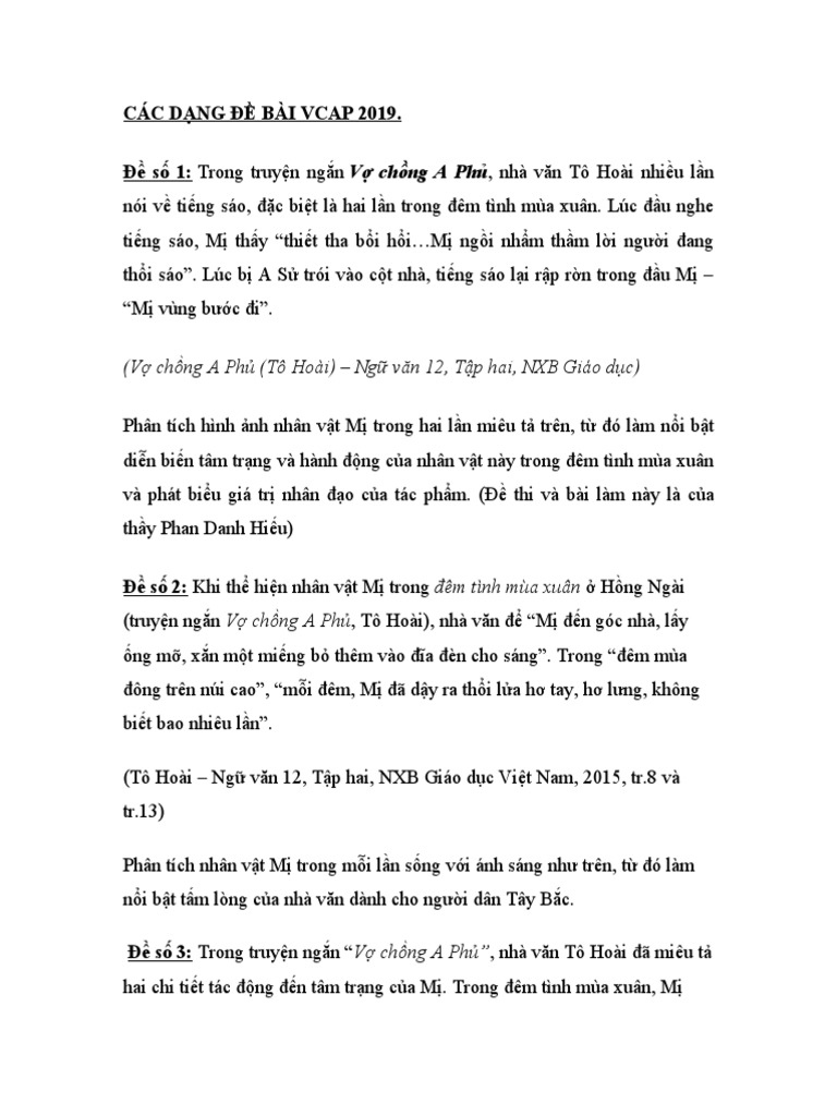 CÁC DẠNG ĐỀ BÀI VCAP 2019 | PDF
