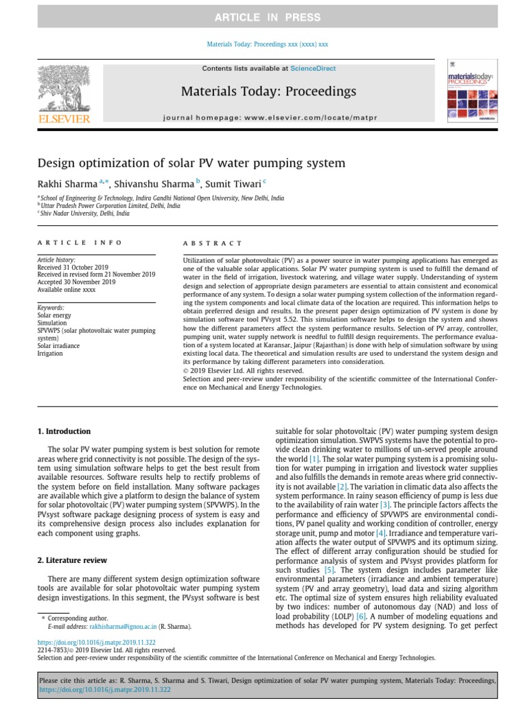 Solar PV Water Pumping System Design | PDF | Photovoltaics ...