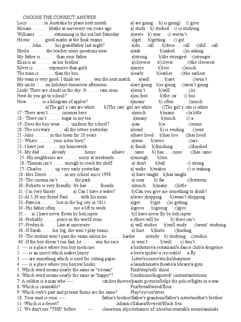 Choose The Correct Answer | PDF
