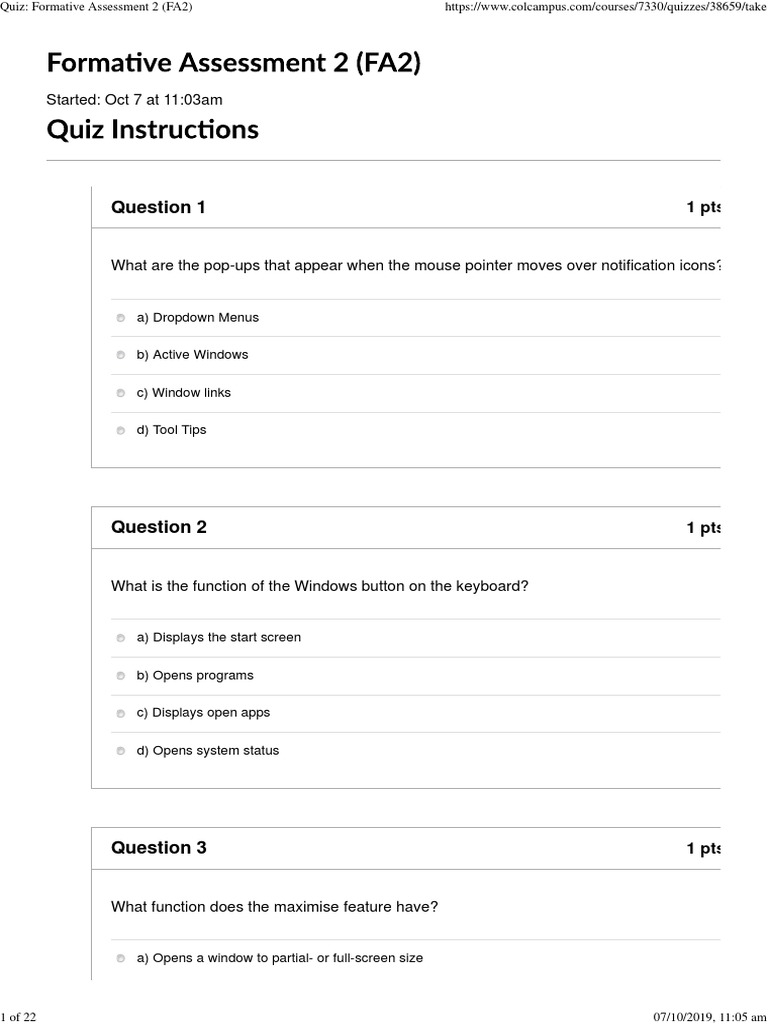 Quiz - Formative Assessment 2 | PDF | Computer File | Hard Disk Drive