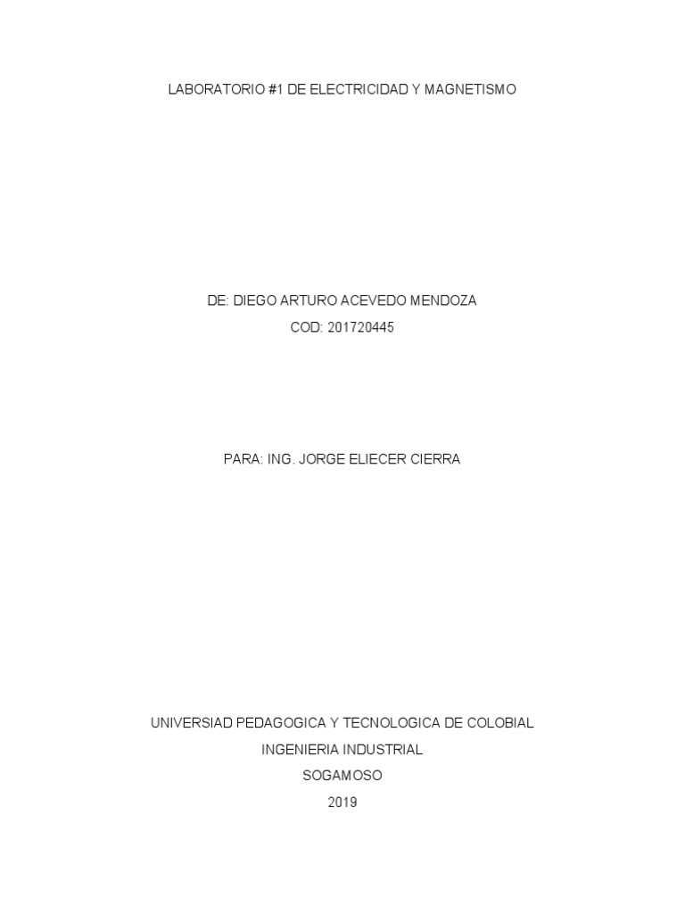Laboratorio 1 De Electricidad Y Magnetismo Pdf Electricidad