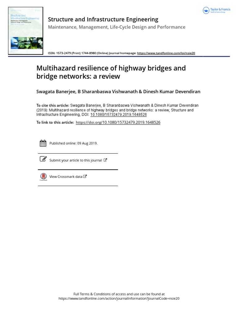 Multihazard Resilience of Highway Bridges and Bridge Networks A Review ...