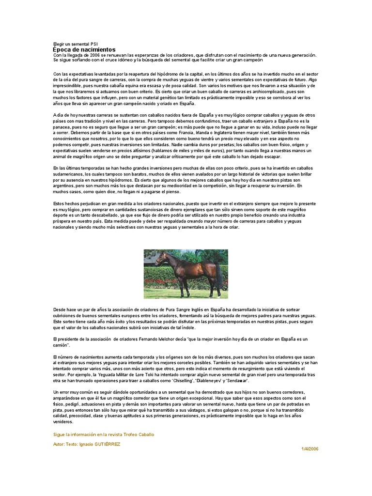 Elegir Un Semental PSI | PDF | Caballos | Science