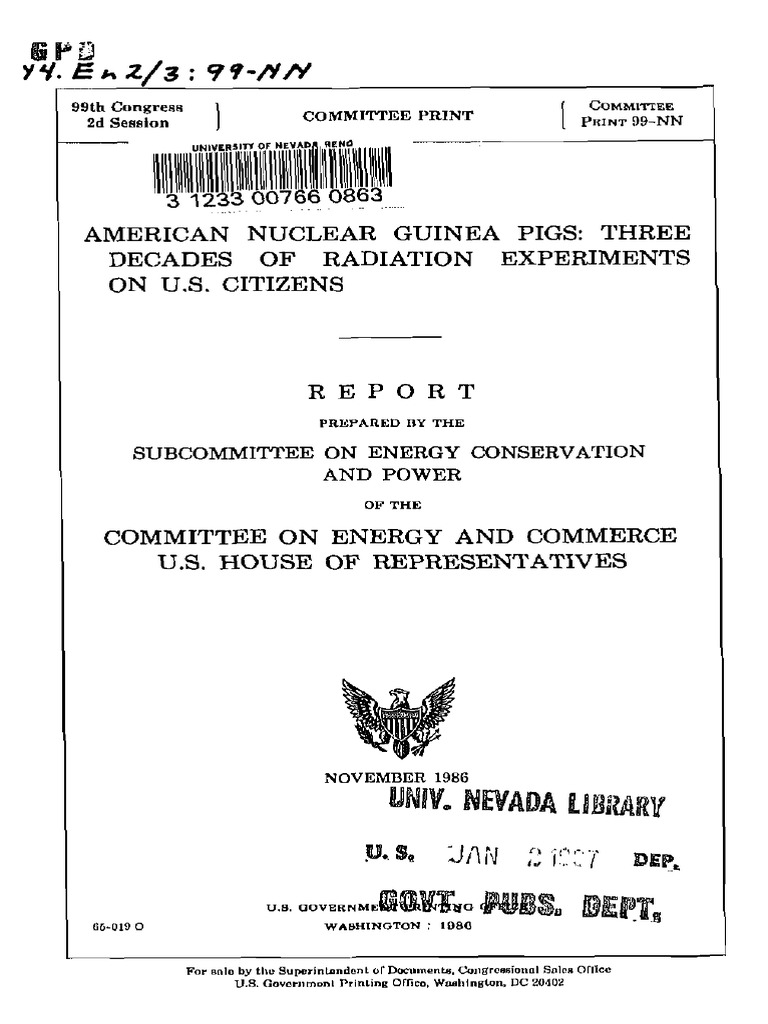 American Nuclear Guinea Pigs: Three Decades O F Radiation Experiments ...