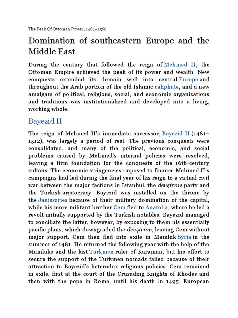 The Peak of Ottoman Power | PDF | Ottoman Empire | Republic Of Venice