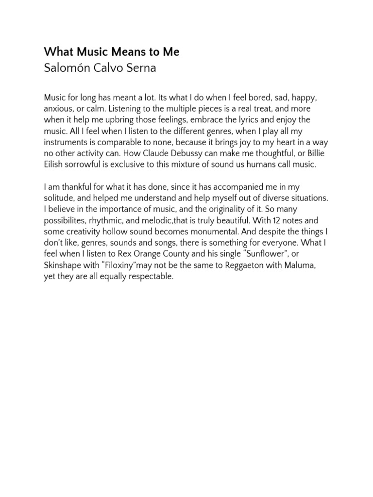 What Music Means To Me | PDF
