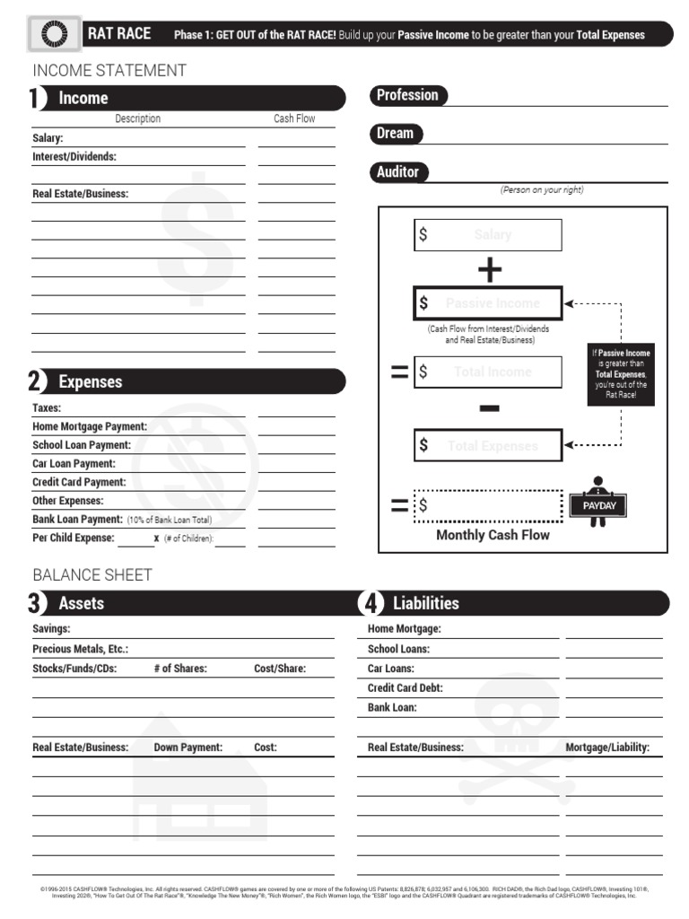 CASHFLOW The Board Game Personal Financial Statement PDF | PDF | Rich ...