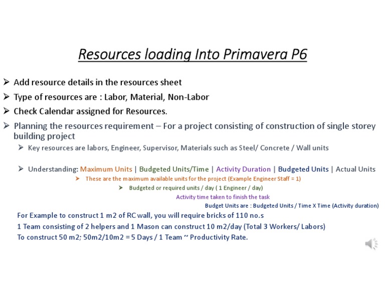 Resources Loading Into Primavera P6 | PDF