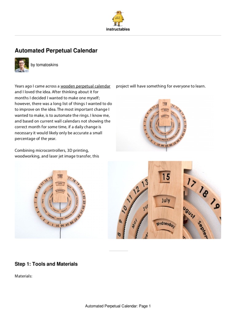 Automated 3D Perpetual Calendar Guide | PDF | Drill | Industrial Processes