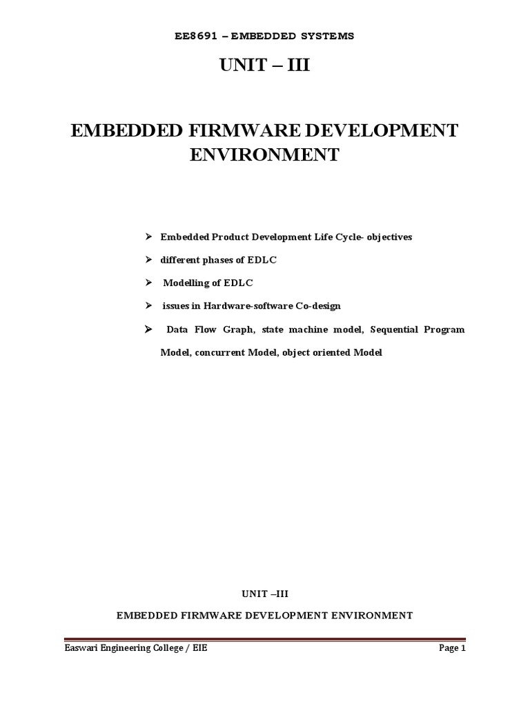 UNIT III - Embedded Firmware Development Environment | PDF | Project ...