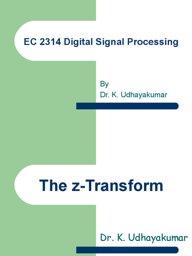 EC 2314 Digital Signal Processing: by Dr. K. Udhayakumar | PDF ...