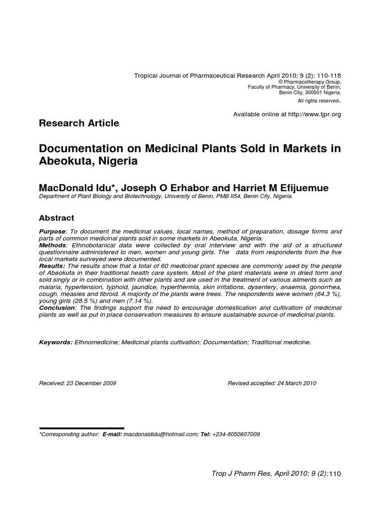 Documentation On Medicinal Plants Sold I PDF | PDF | Plants | Medicine