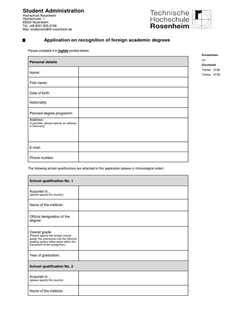 Antrag Auf Anerkennung Auslaendischer Bildungsnachweise ENG 5nov2019 ...