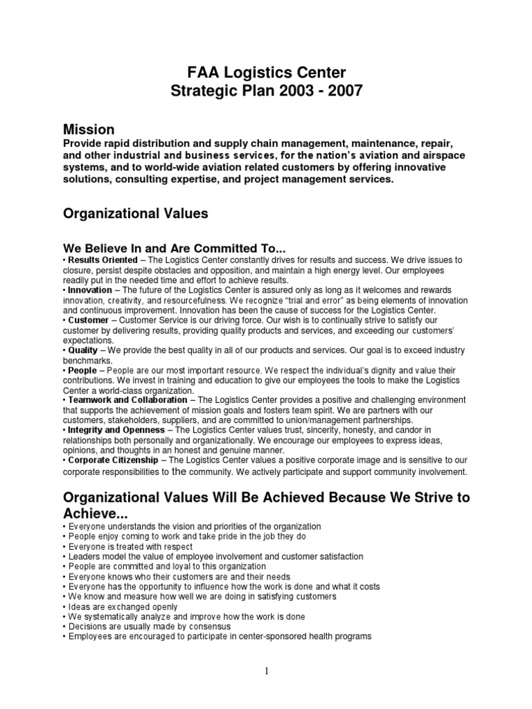 FAA Logistics Center Strategic Plan 2003-2007 | PDF | Swot Analysis ...