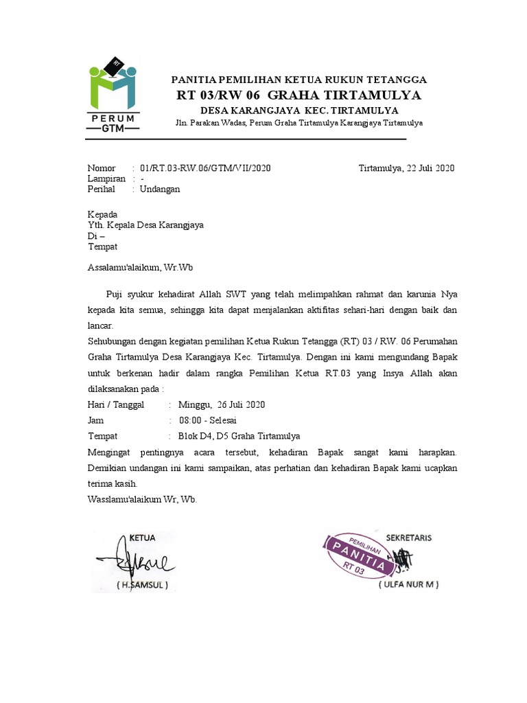 Surat Undangan Kepala Desa | PDF
