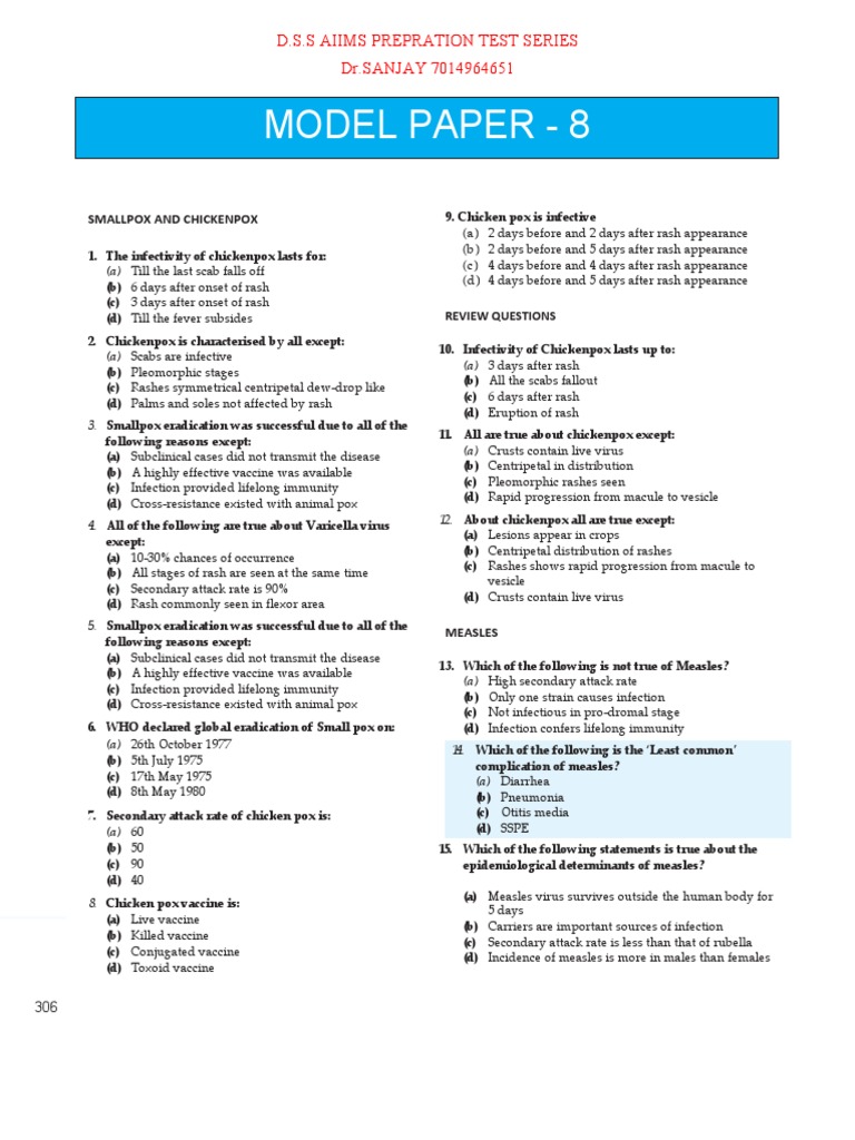 Model Paper - 8: D.S.S Aiims Prepration Test Series DR - SANJAY ...