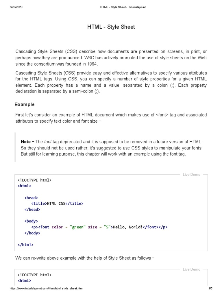 HTML - Style Sheet | Download Free PDF | Cascading Style Sheets | Html