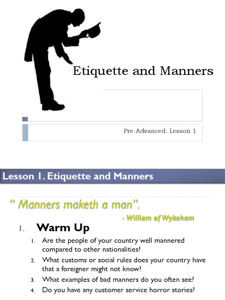 Lesson 1 - Etiquette and Manners | PDF | Etiquette | Grammar