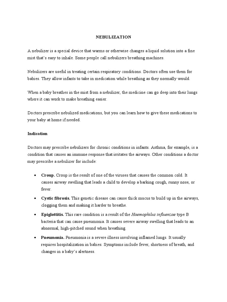 NEBULIZATION | PDF | Common Cold | Respiratory Tract