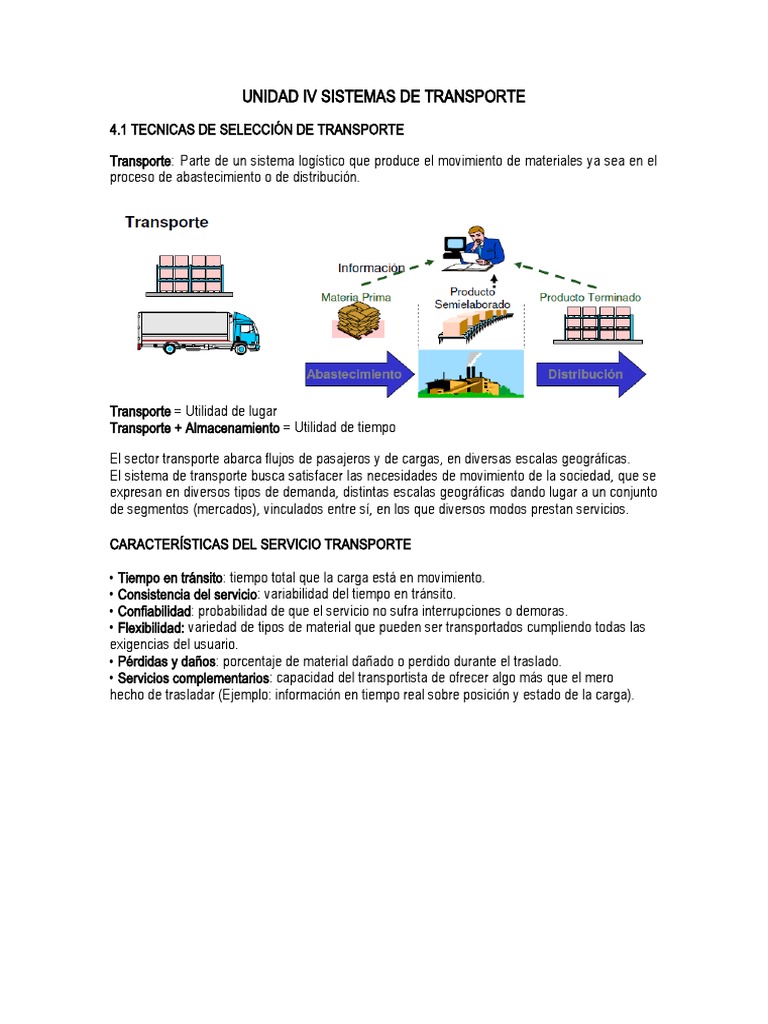Unidad IV Sistemas de Transporte | PDF | Transporte | Logística