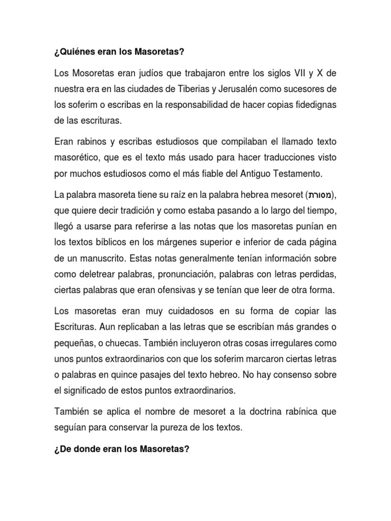 Los Masoretas: eruditos judíos que preservaron el texto hebreo de la ...