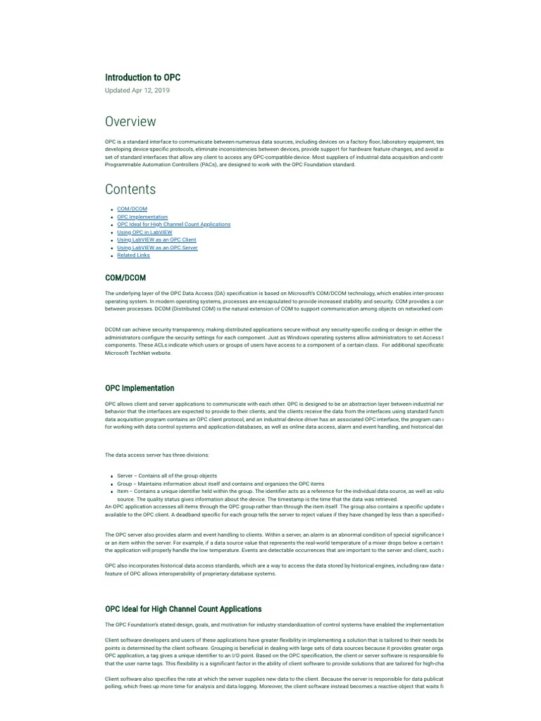 Introduction To OPC - National Instruments | PDF | Component Object Model | Databases
