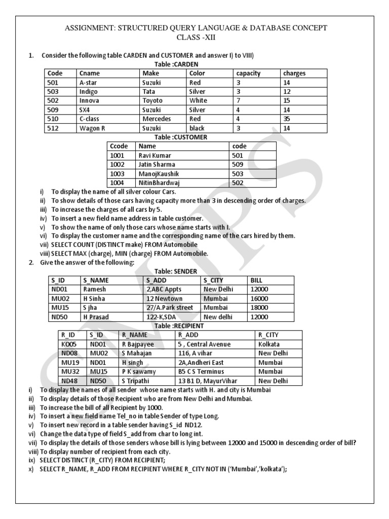 Structured Query Language & Database Concept PDF | PDF | Sql | Databases