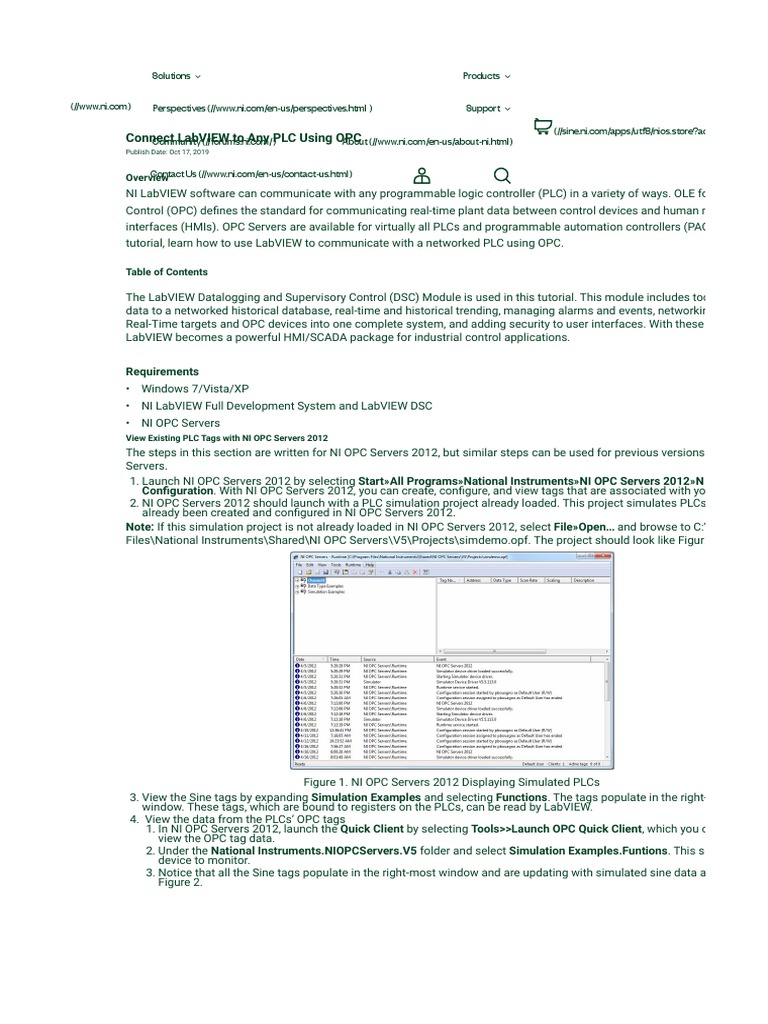 Connect LabVIEW To Any PLC Using OPC - National Instruments | Download ...