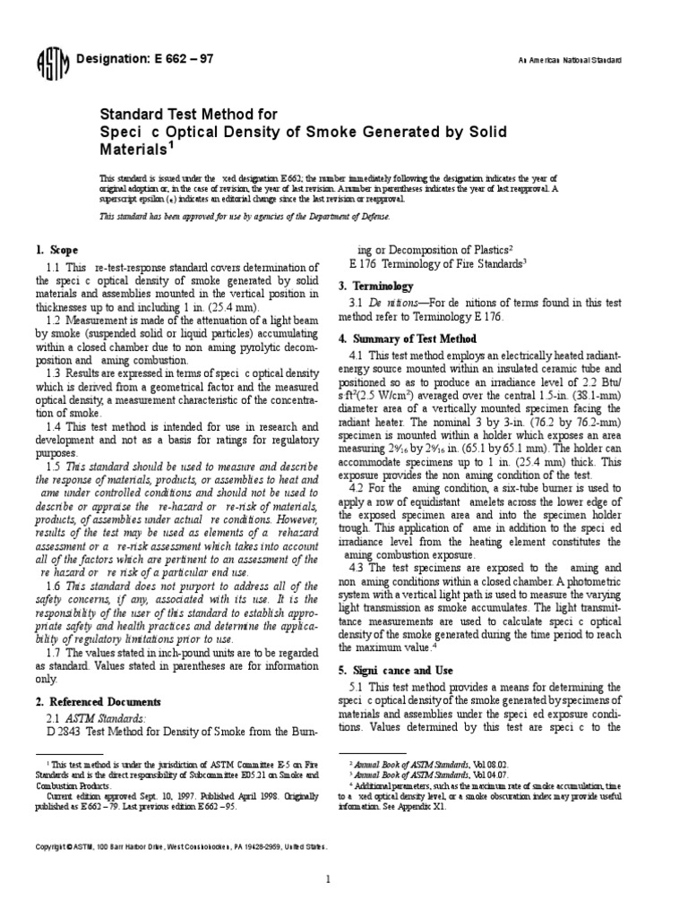 Astm e 662 | PDF | Thermocouple | Smoke