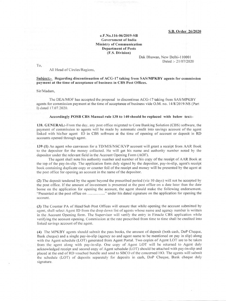 Discontinuation ACG 17 PDF | PDF | Cheque | Receipt