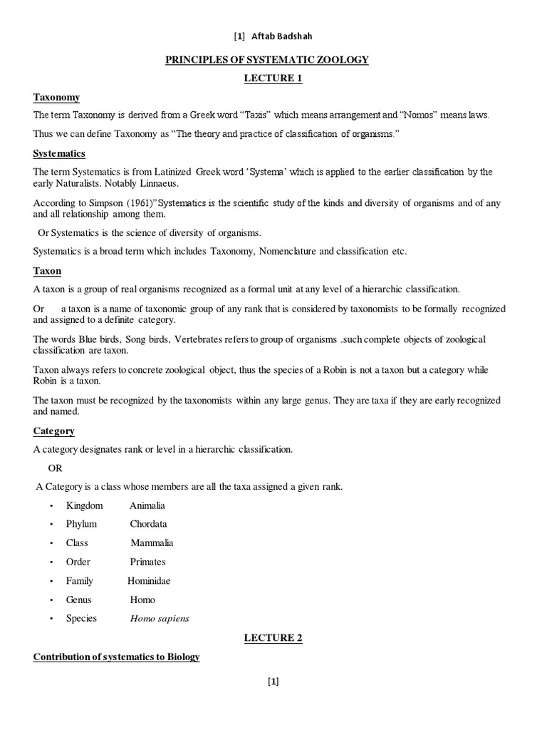 Principles of Systematic Zoology Taxonomy | PDF | Taxonomy (Biology ...